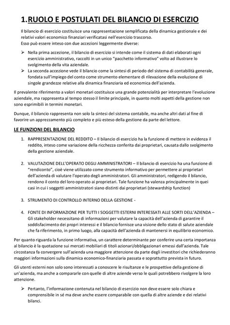 Riassunto Sintesi Di Contabilita E Bilancio Docsity