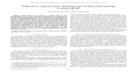 pdf effective and secure scheme for video streaming using srtpijmlc