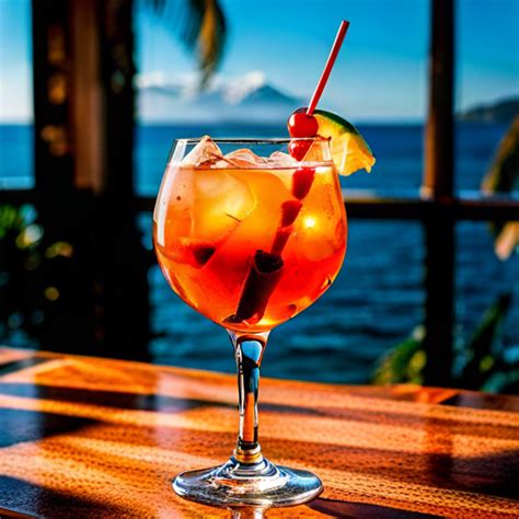 Tropical Eclipse Sumptuous And Tantalizing Cocktail With Rum And Exotic Fruits