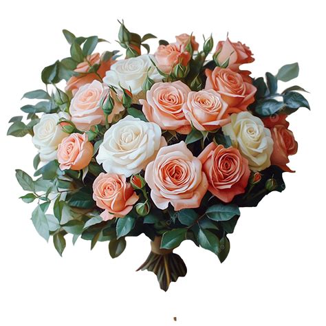 Ramo De Durazno Romántico Y Rosa Blanca Png Dibujos Ramo De Rosas