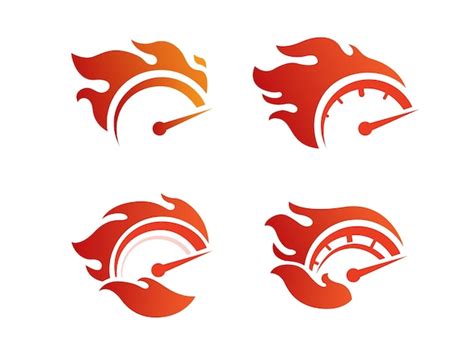 Premium Vector Fire Hot Speedometer Symbol Icon Set Automotive Industry Logo Illustration Vector