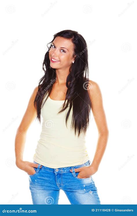 Slanke Jonge Vrouw Stock Foto Image Of Gelukkig Geluk