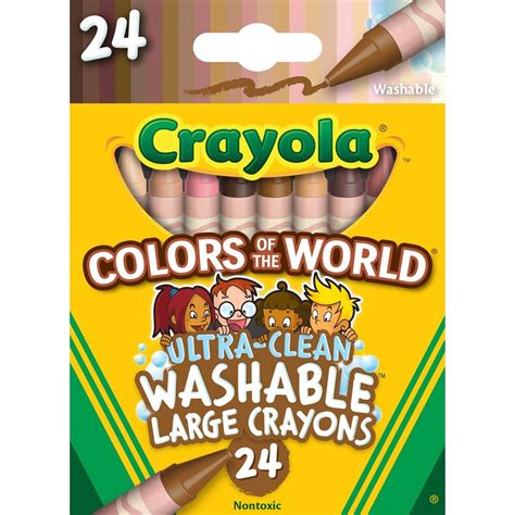 Crayola Colors Of The World Washable Large Crayons 24 Count Set