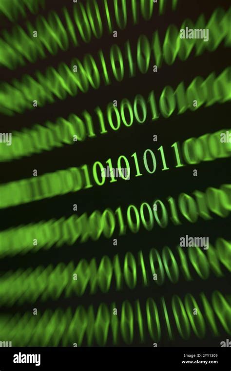 Diagonal Green Binary Numbers With Speed Effect Digital Data Flood