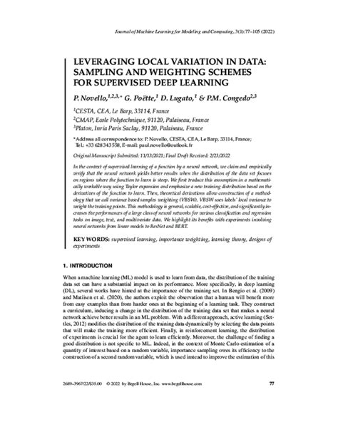 Pdf Leveraging Local Variation In Data Sampling And Weighting Schemes For Supervised Deep