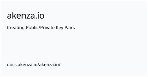 Creating Publicprivate Key Pairs