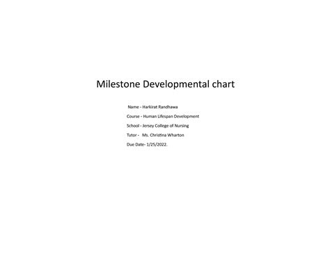 Milestone Human Developmental Chart Milestone Developmental Chart Name Harkirat Randhawa