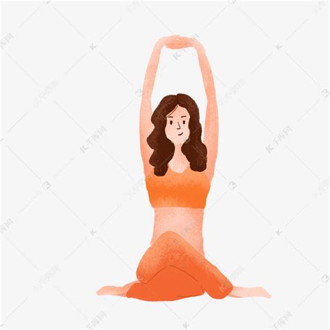 手绘卡通女孩做瑜伽素材图片免费下载 千库网