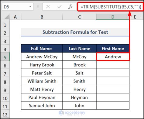 How To Create A Subtraction Formula In Excel 7 Quick Ways