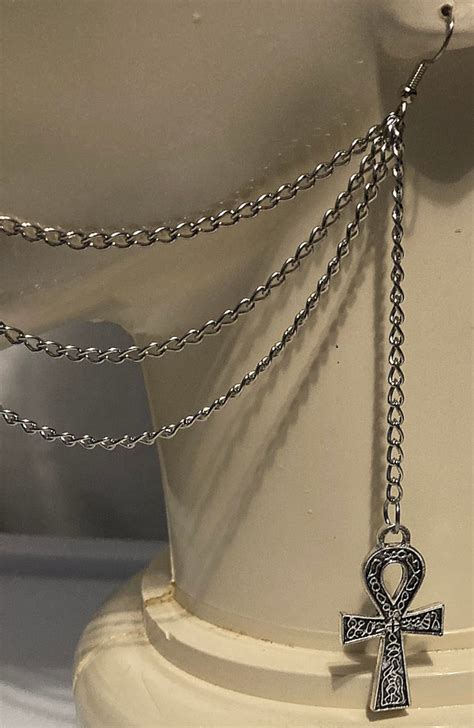 Ornate Ankh 3 Strand Nose To Ear Chain In Silver Or Gold Etsy