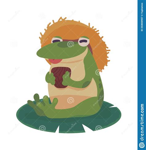Toad On A Leaf Stock Vector Illustration Of Cute Isolation 253830957