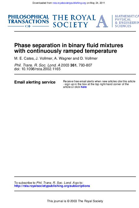 Pdf Phase Separation In Binary Fluid Mixtures With Continuously Ramped Temperature