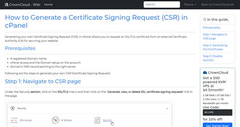 Crowncloud Wiki How To Generate A Certificate Signing Request In Cpanel