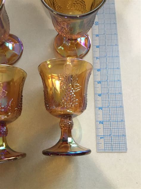 Vintage Indiana Iridescent Gold Carnival Glass 4 Goblets 9oz Etsy