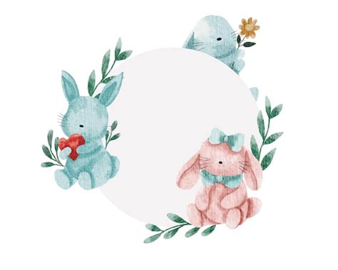 Une couronne d aquarelle de dessin animé de lapin rose mignon Vecteur