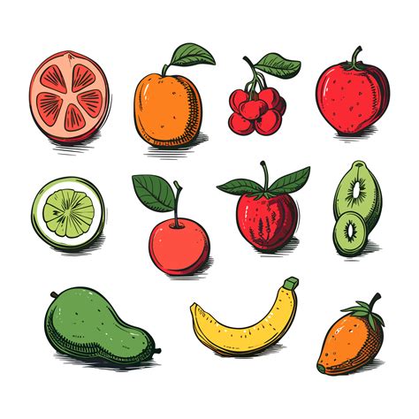 Ai Gegenereerd Hand Getekend Fruit En Voedsel Elementen Het Dossier Png