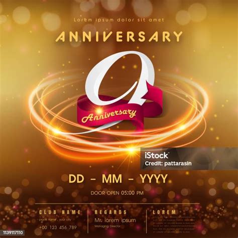 골든 추상 미래 공간 배경에 9 년 기념일 로고 템플릿 9 현대 기술 디자인 하이테크 네트워크 디지털 기술 개념 디자인 요소와 숫자를 축 하 9세기에 대한 스톡 벡터 아트