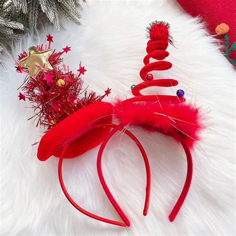 🎄파티룩당일발송 크리스마스 머리띠 생일 파티 왕관 홀로그램 트리 머리띠