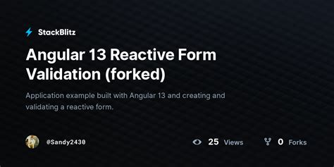 Angular Reactive Form Validation Forked Stackblitz