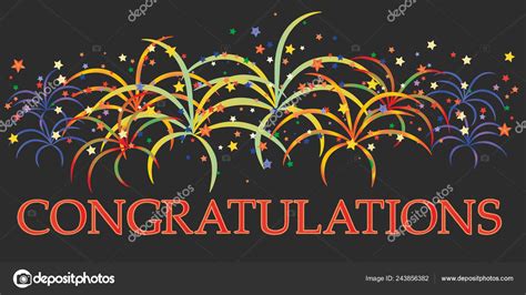 Background Fireworks Word Congratulations Vector Illustration Stock Vector Slim D