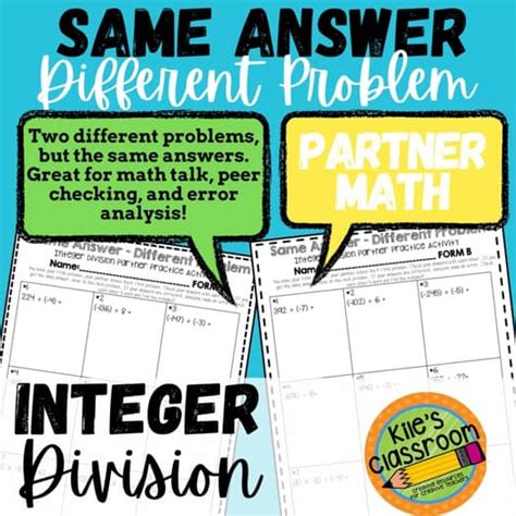 Dividing Integers Activity Partner Math Talk Dividing Negative Numbers