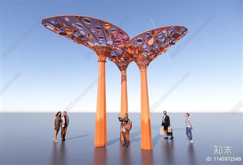 现代植物叶雕塑小品su模型下载【id 1145972549】 知末su模型网