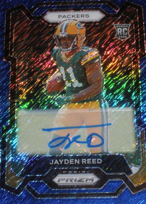 Jayden Reed 2023 Prizm Rookie Autographs Blue Shimmer 334 Price
