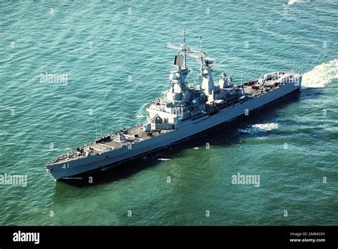 An Elevated Port Bow View Of The Nuclear Powered Guided Missile Cruiser