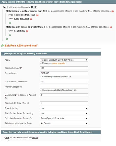 Magento Shopping Cart Price Rule Free Gift At Spend Level Different Spend Levels