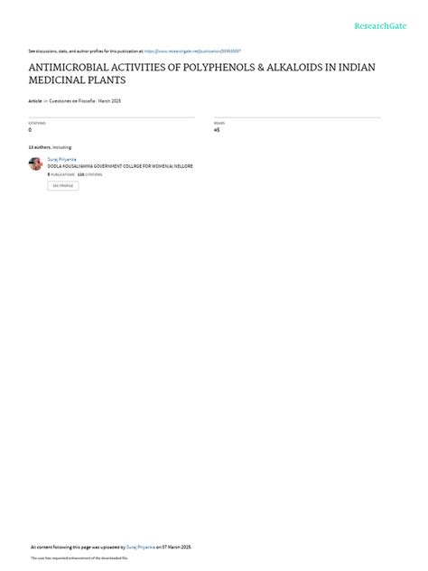 Antimcrobial Activities Of Poluphenols And Alkaloids En Indian Medical Plantts Pdf