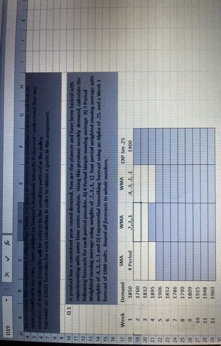 Answer This In Excel About Forecasting Make Sure To Chegg