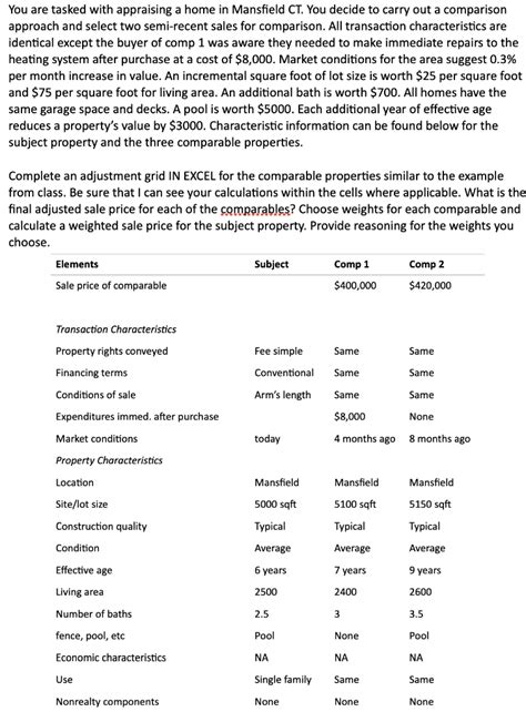 Complete An Adjustment Grid In Excel For The