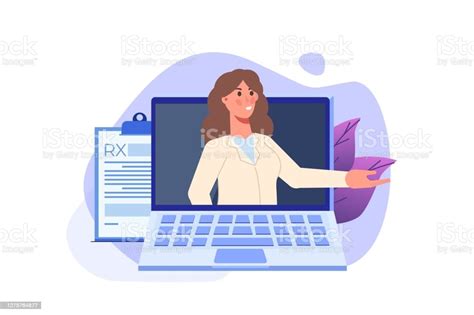 의료 온라인 컨퍼런스 닥터 먼 상담 온라인 개념 플랫 벡터 일러스트레이션 건강 진단에 대한 스톡 벡터 아트 및 기타 이미지