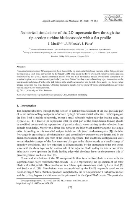 Pdf Numerical Simulations Of The 2d Supersonic Flow Through The Tip Section Turbine Blade
