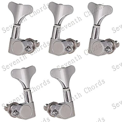 Chrome 5 Strings Bass Guitar Tuning Pegs Keys 3r2l Machine Reverb