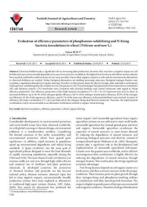 Pdf Evaluation Of Efficiency Parameters Of Phosphorous Solubilizing And N Fixing Bacteria