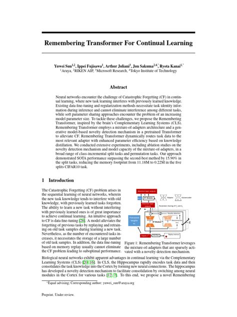 Remembering Transformer For Continual Learning Pdf Cognition Learning