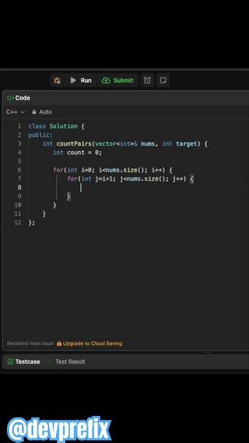 Count The Pairs Whose Sum Is Less Than Target Leetcode 2824 Leetcode Shorts Array Youtube