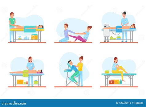 Massage Methods Of Masseuses Icons Set Vector Stock Vector Illustration Of Face Massaging