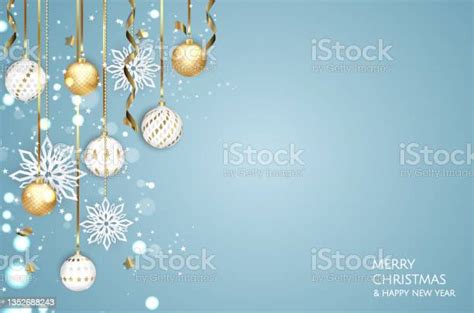 메리 크리스마스와 새해 복 많은 새해 눈송이와 공 디자인과 Xmas 배경 2022년에 대한 스톡 벡터 아트 및 기타 이미지
