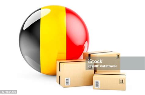 벨기에 국기가 있는 소포 벨기에에서 배송 및 배송 개념 흰색 배경에서 격리된 3d 렌더링 0명에 대한 스톡 사진 및 기타 이미지 Istock