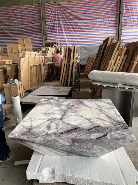 Inverted Marble Pyramid Liac White Luxury Marble Plinth Coffee Table