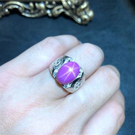 Natural Star Ruby Mens Engagement Ring 10x12mm Gemstones Solid Etsy