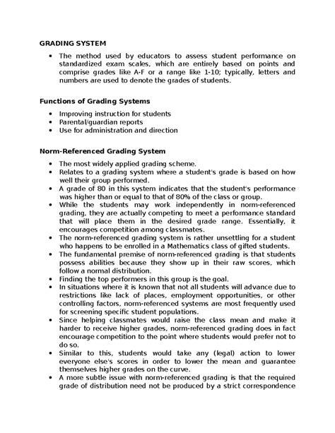 Grading System GRADING SYSTEM The Method Used By Educators To Assess Babe Performance On