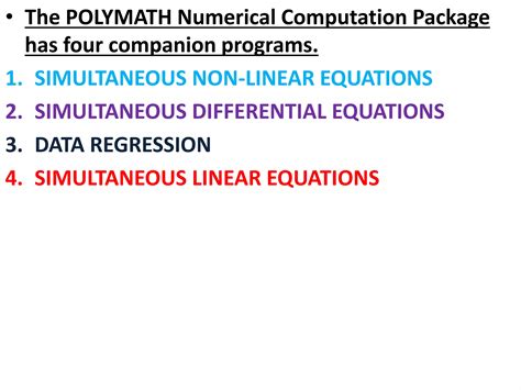 Polymath For Chemical Engineers Pptx