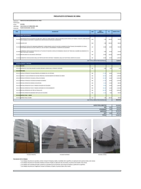 Presupuesto De Pintura En Edificio De 5 Pisos Miraflores Lima Pdf