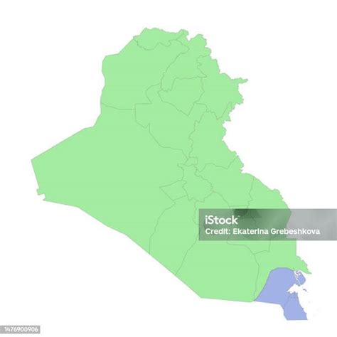 High Quality Political Map Of Iraq And Kuwait With Borders Of The