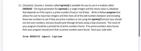 Solved Points Assume A Function Called Isprime Is