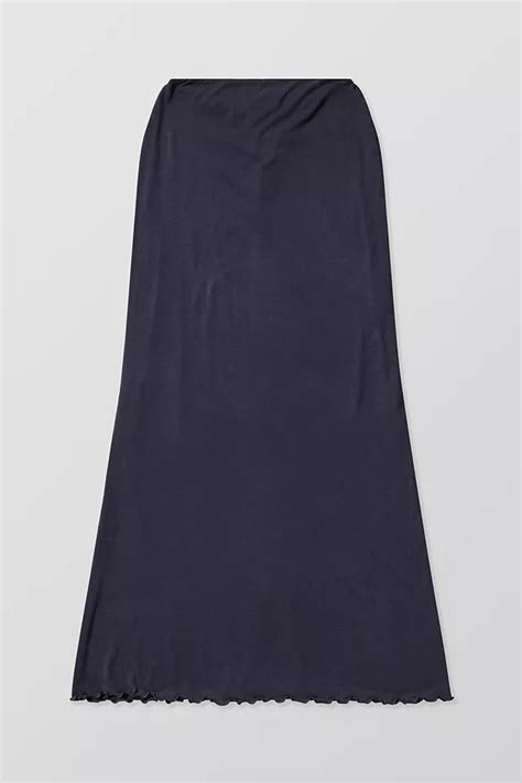 Uo Cupro Black Maxi Skirt Urban Outfitters Uk