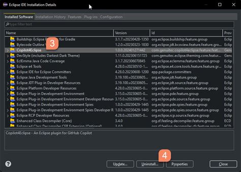Uninstalling Copilot4Eclipse Copilot4Eclipse Documentation